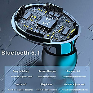 Wireless Earbuds Bluetooth 5.1 Earphones for Motorola Moto G30 in Ear Headphones True Stereo Sports Waterproof/Sweatproof Headsets with Microphone