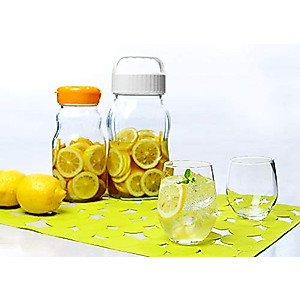 Toyo Sasaki Glass Fruit Syrup Bottle, Good Pickling, Fruit Syrup Bottle, Set of 2, 50.9 fl oz (1,500 ml), Orange Storage Jar, Storage Container, Made in Japan, Bookmark Included, I-77860-OR-A-JAN-S