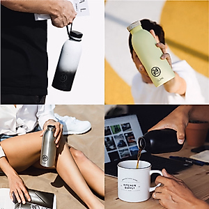 24Bottles Clima Bottles - Insulated Water Bottle 11oz/17oz/29oz, Water Bottles with 100% Leak Proof Lid (12 Hours Hot and 24 Hours Cold Beverages), Made of Stainless Steel, Italian Design