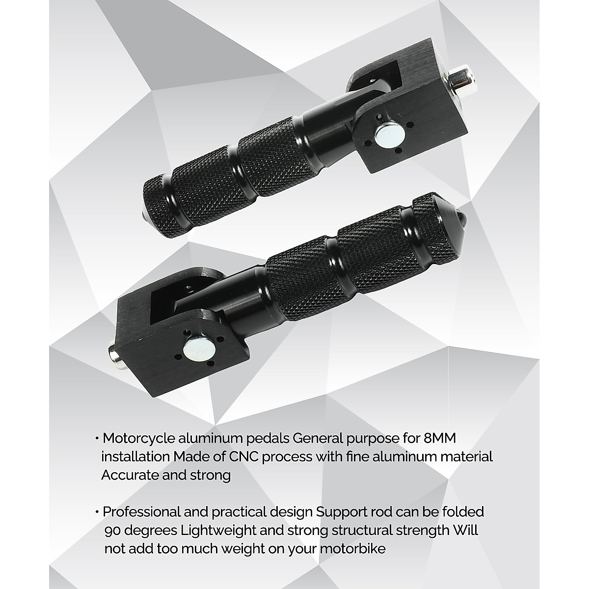 RACOONA Foot Pegs,Bike Pegs,Foldable Motorcycle Foot Pegs,Car Accessories 8MM Motorcycle Pegs,90 Degree Fixed Folding Passenger Pedal,Universal Footpeg Aluminum Pedals for Electric Motor Bicycle ATV