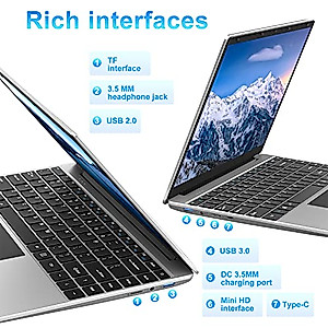 jumper Laptop with 12GB LPDDR4 256GB SSD, Intel Quad Core Celeron CPU, Laptops Computer, 14” 1080P FHD Screen, Lap Tops with Dual Speakers, HD Webcam, 256GB TF Card Expansion.
