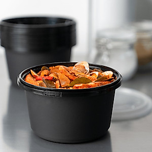 Karat Professional PP Tamper-Resistant Injection Molded Black Food Container with Clear Lid - Microwaveable Round Deli Containers with Lids, Perfect for Soup and Food (52oz)
