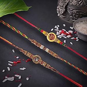 Sharvil Set 3 of Rakhi for Brother Bhaiya Bhabhi Raksha Bhandhan Rakhi Thread Bracelet Cotton Thread with Greeting Card,Orange