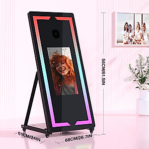 Magic Mirror Photo Booth 65in Built-in Capacitive Mini PC Downloadable Software/Instant Photo Printing(Only for DSLR Cameras)-OLYLO