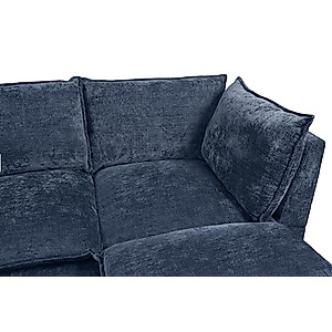 6 Seater Oversized Deep Seat Convertible Modular Sectional Sofa, Free Combination Reversible Sleeper Corner Couch with Movable Ottomans Sets and Solid Wood Legs for Living Room Office