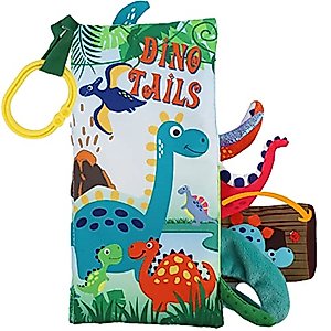 Dinosaur Baby Books Toys Touch Feel Cloth Soft Crinkle Books for Babies,Infants,Toddlers, Baby Books 0-6 Months 1 year Old Book Sensory Toy, Car & Stroller Toys Baby Girls Boys Shower Gifts,Dino Tails
