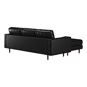 Inmod Ashton Reversible Vintage Leather Sectional, Vintage Black