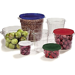Carlisle FoodService Products Storplus Round Food Storage Container with Stackable Design for Catering, Buffets, Restaurants, Polycarbonate (Pc), 6 Quart, Clear, (Pack of 12)