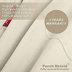Porch Shield 54W x 24D x 46H inch Premium Gas Grill Cover Up to 52 inch - Waterproof 600D BBQ Covers for Weber, Brinkmann, Char-Broil and More, Light Tan