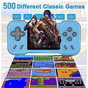 Handheld Game Console for Kids Adults, Retro Game Console Built-in 500 Games, 3.0" FT HD Color Screen, AV Output, Dual 3D Joysticks, Handheld Emulator Game Console Birthday for Kids