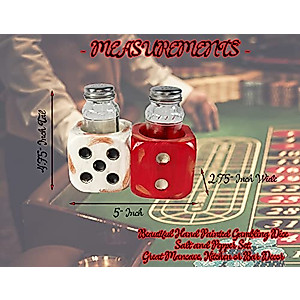 Urbalabs Gambler Poker Casino Dice Salt and Pepper Shaker Caddy Fun Gaming Kitchen Decorations Kitchen Ranch Decorations Rustic Cowboy Decor Hand Painted