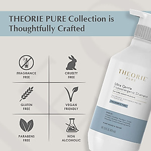 THEORIE PURE Hypoallergenic Travel Set - Shampoo and Conditioner- Plant-Based, Ultra Gentle Clean Beauty Formulas for Sensitive Skin, Fragrance, Sulfate, Gluten & Paraben Free - 90 mL