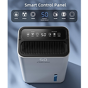 34 Pint Dehumidifier for Basement with Drain Hose & 0.66 Gallon Tank, BRITSOU Dehumidifiers for Home with Auto Shut off, 24HR Timer, Ideal for Home Bedroom Bathroom