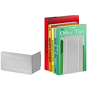 Acrimet Premium Metal Bookends (Heavy Duty) (White Color) (1 Pair)