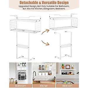Towel Racks for Bathroom Wall Mounted - Bath Wall Towel Holder Set Above Toilet Storage, Rolled Towel Shelf Organizer for Small Bathroom All White, Wood Vertical Towel Rack for Bathroom Wall Decor