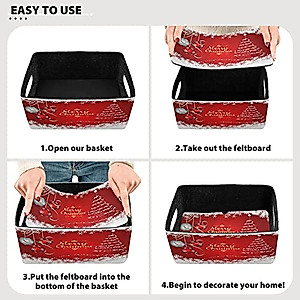 Snowflake Ball Christmas Winter Storage Baskets Storage Bins Baskets Boxes for Shelves Collapsible Storage Organizer for Bedroom Living Room Office Home Clothes Toys 2 Pack