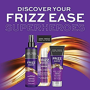 John Frieda Frizz Ease Extra Strength Hair Serum, Instantly Smooths for Healthy, Hydrated, Frizz-Free Hair, for Thick and Coarse Hair, with Argan, Coconut, and Moringa Oil for Heat Protection, 1.69 Oz