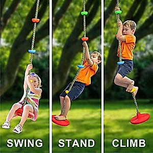 Bobibibo Swing Set 2 Pack Swings Seats Tree Climbing Rope Swing Multicolor with Platforms, Outdoor Toys for Kids Ages 3+, Outside Playground Backyard Swingset Accessories with 5Ft Strap and Snap Hook
