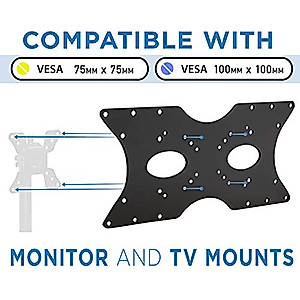Mount-It! VESA Mount Adapter Plate - Monitor and TV Mount Extender Conversion Kit Allows 75x75, 100x100, 200x200 to Fit Up to 400x200 mm Patterns, Heavy-Gauge Steel, Hardware Included