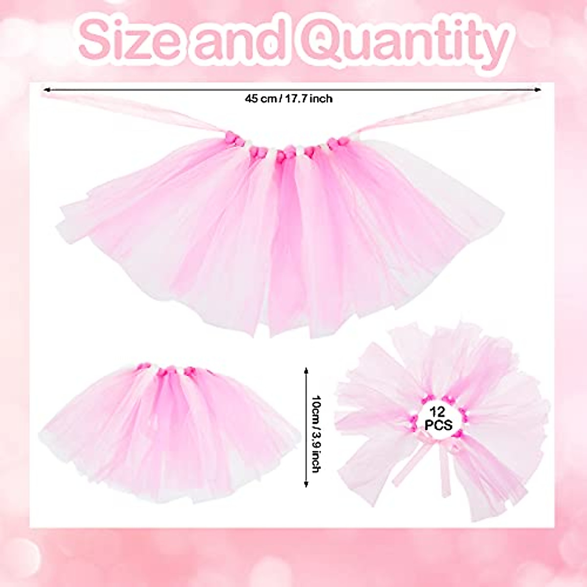 12 Pieces Mini Tutu Table Skirt Wine Bottle Cover Tutu Skirt Tulle Tutu Table Skirt Decor Tutu Garland Tulle Table Centerpieces for Wedding Baby Shower Cake Dessert Birthday Party (Pink and White)