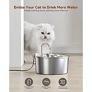 KOOGMOON Cat Water Fountain Stainless Steel, 108oz/3.2L Automatic Cat Fountain, Multi-Filtration, Easy to Clean, Ultra Silent Dog Water Dispenser for Cats, Dogs and Other Pets
