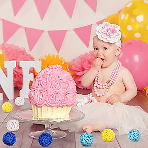 15 Pieces 1.8 Inch Wicker Rattan Balls Natural Rattan Ball Decorative Wicker Balls Sphere Orbs Vase Fillers Balls for Dating Table Banquet Decoration Christmas Wedding Home Garden Hanging Decoration