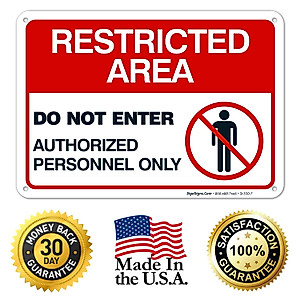 Sigo Signs Authorized Personnel Only Sign, Restricted Area Sign, Do Not Enter, (2 Pack) 10x7 Inches, Rust Free .040 Aluminum, Fade Resistant, Made in USA by Sigo Signs