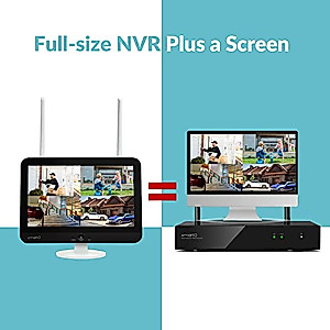 xmartO 2K HD Dome PTZ Wireless Security Camera with Auto Tracking and Audio. 4-Set 2K WiFi PTZ Camera Kit with 4k 10CH Expandable WiFi NVR Screen