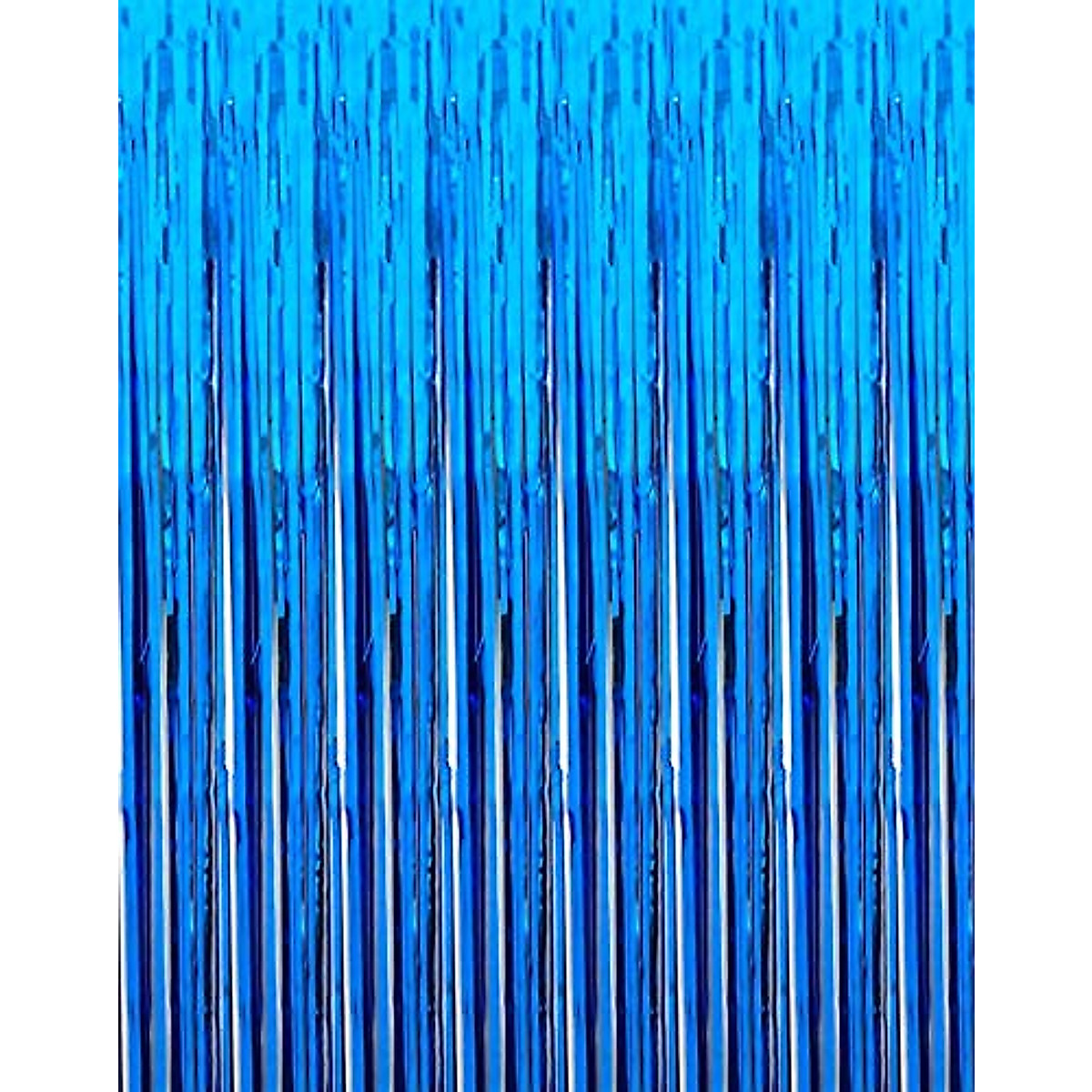 2 Pcs 3.2ft x 8.2ft Shiny Blue Metallic Tinsel Foil Fringe Curtains Photo Booth Backdrop for Birthday Wedding Holiday Celebration Bachelorette Party Decor (Blue)