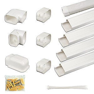 GCGOODS 4in 16.5ft Decorative PVC Line Cover Kit for Ductless Mini Split Air Conditioners, Central AC and Heat Pumps