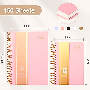 Yoment Hardcover Spiral Notebook,300 Pages College Ruled Notebooks,7” x 10”Large Spiral Journal,B5 Hard Cover Notebooks for Work Writing School,B5 Pink