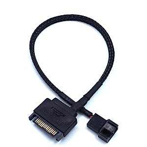 2 Pack SATA to 3 Pin / 4 Pin PMW 12V PC Case Fan Power Adapter Cable, 3-Pin or 4-Pin (PWM Connector) to 15 Pin SATA Computer Cooler Cooling Fan Power Cable