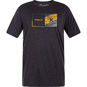 Hurley mens Icon Slash Gradient T-shirt T Shirt, Black Heather/Pollen, Medium US