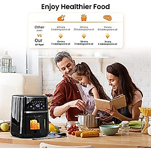 Adoolla Air Fryer Oven 5 Qt Large Oil Free Touch Screen 1500W Mini Oven Combo with 7 Accessories, One-Touch Digital Controls, Nonstick Silicone Liner & Dishwasher-Safe Detachable Square Basket, Timer