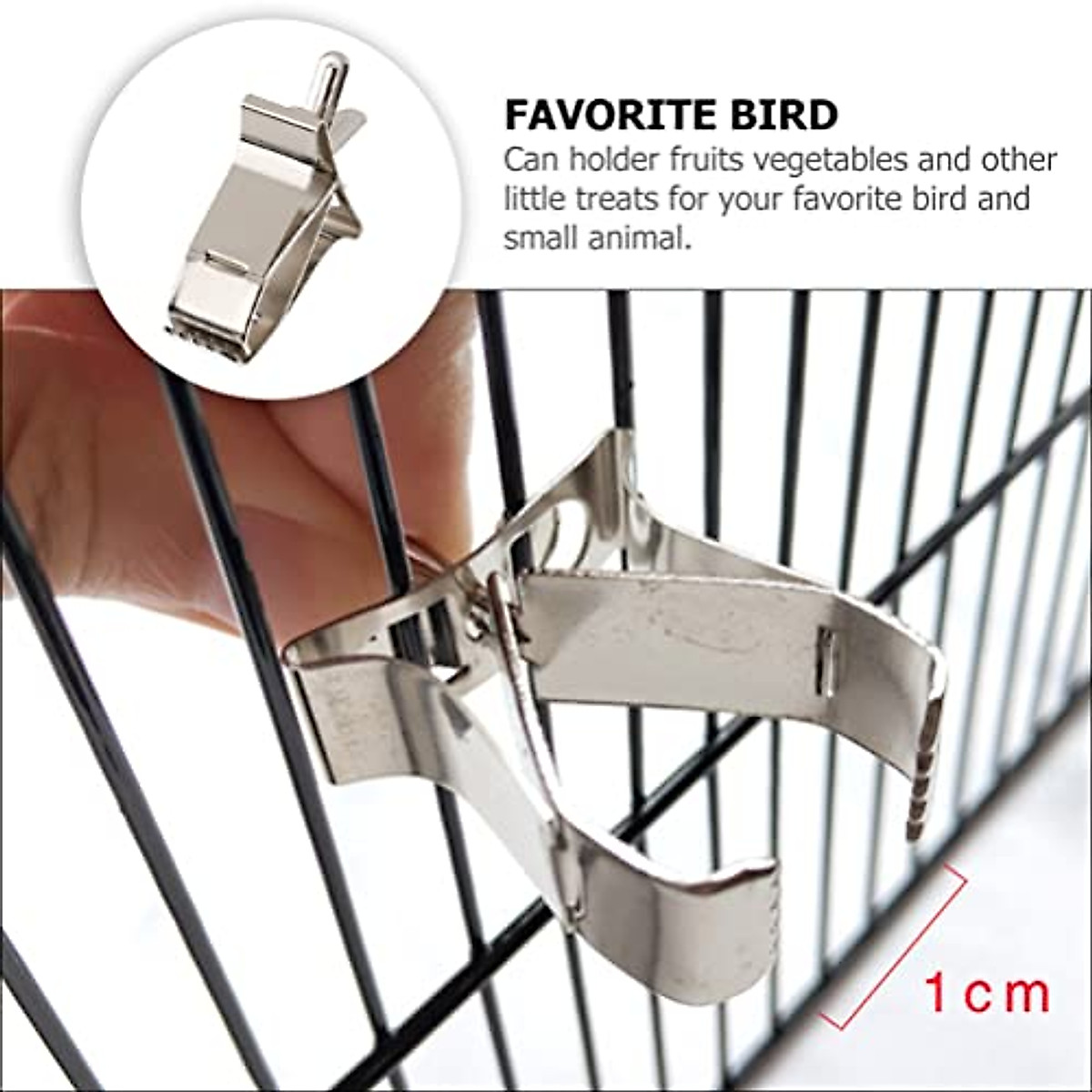 Ipetboom Bird Fruit Clips Bird Cage Food Holder Clips 4pcs Stainless Steel Parrot Fruit Vegetable Clips Bird Cage Feeder Clip for Budgie Parakeet Cockatoo Macaw Cockatiel Conure