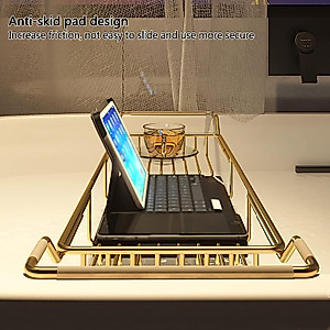 Bathtub Caddy Tray, Extendable Stainless Steel Bath Tub Tray Racks with Marble Chopping Board, Shower Organizer for Hotel Spa Shower Stall (Color : Silver+White)