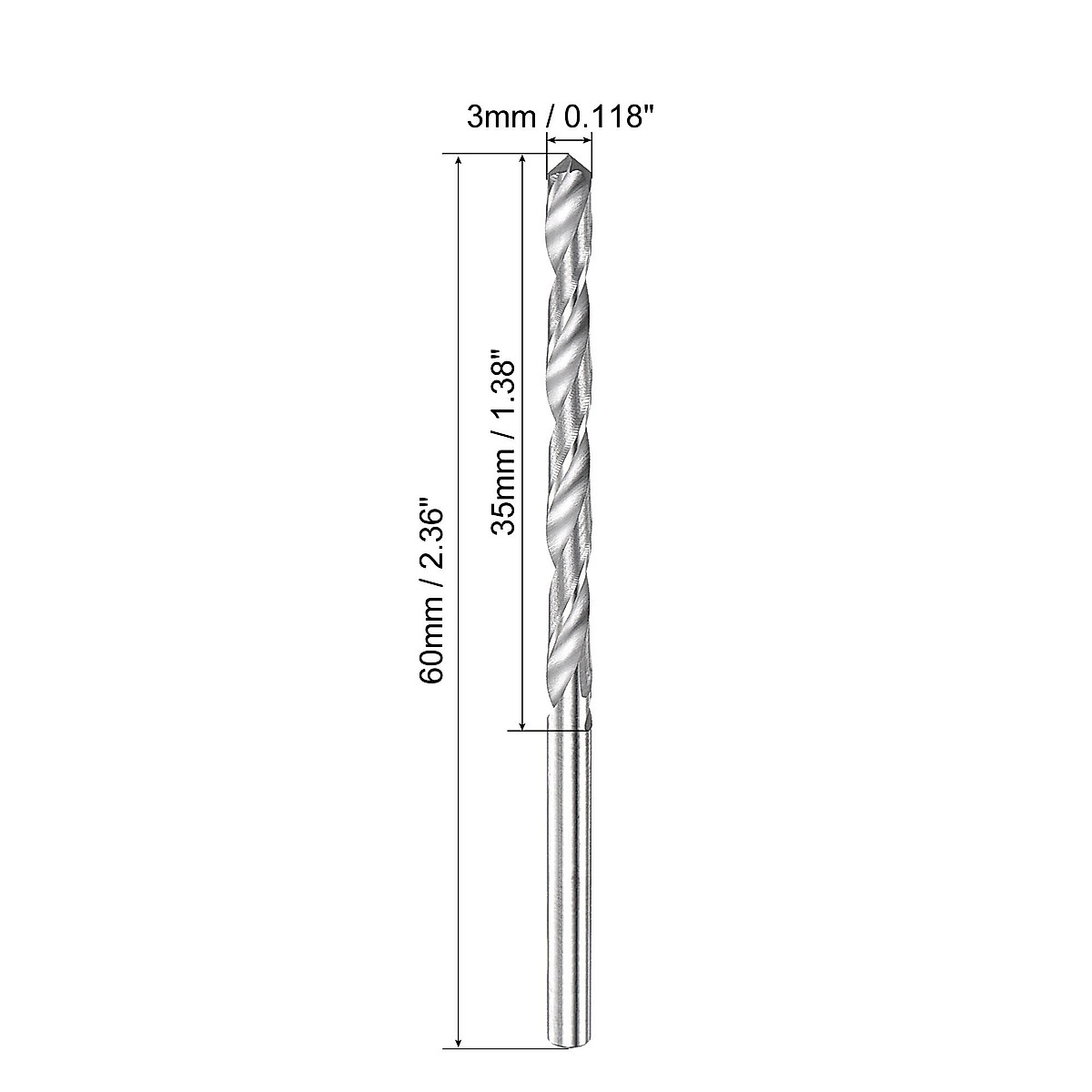 uxcell Carbide Twist Drill Bits 3mm, Metric Spiral Flutes Straight Shank Tungsten Steel Drilling Tool for Stainless Steel Alloy Metal