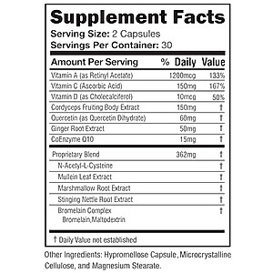 Asthma Relief,Bronchial Health,Lung Cleanse and Detox by OmniBreathe,30-Day Respiratory Wellness Supplement,Naturally Reduce Cough & Clear Mucus/Phlegm for Smokers in 24H,60 Veg Capsules(Read Reviews)