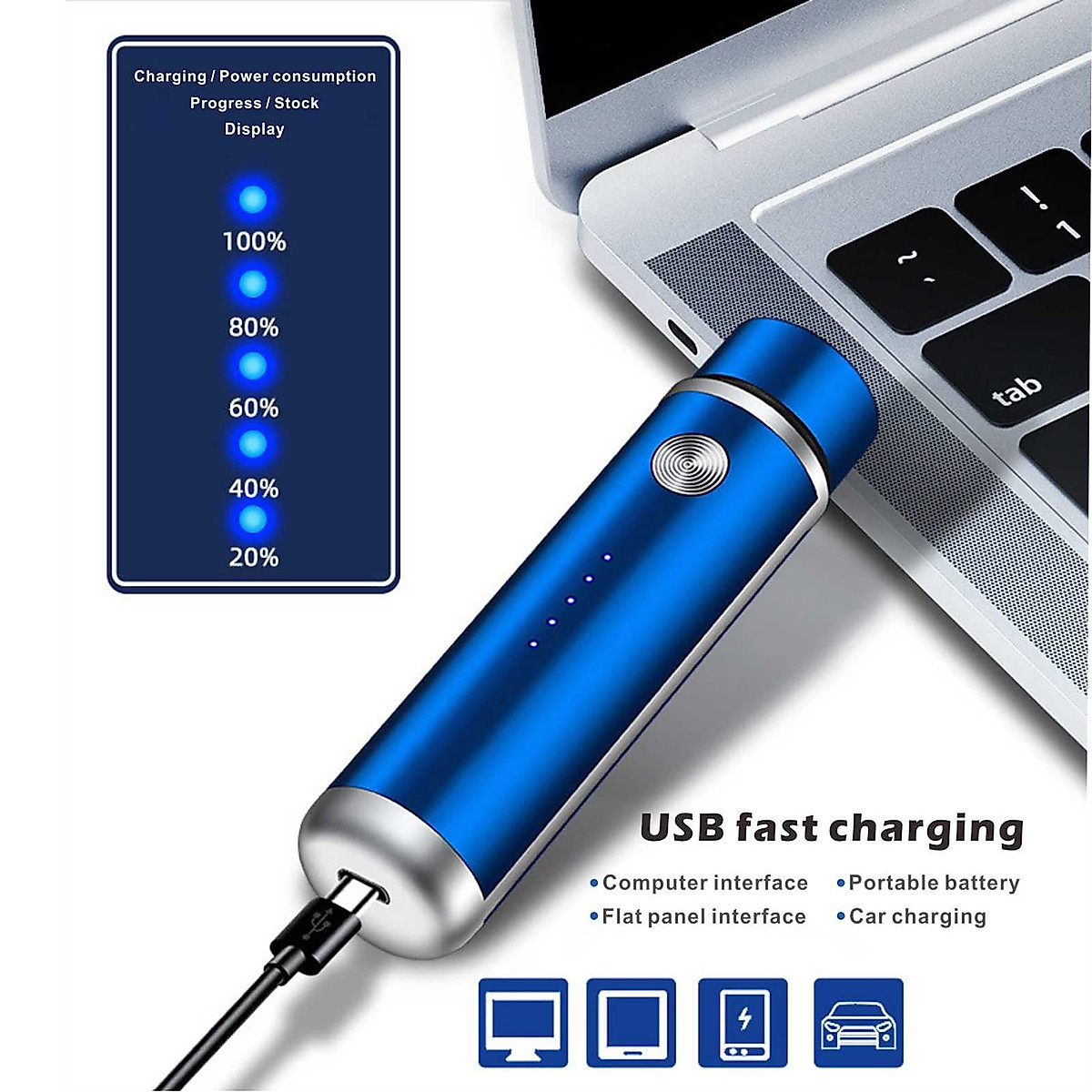 Mini Portable Electric Shaver, Pocket Size Washable Electric Razor, USB Fast Charging, Mini Electric Shaver for Men (Blue)