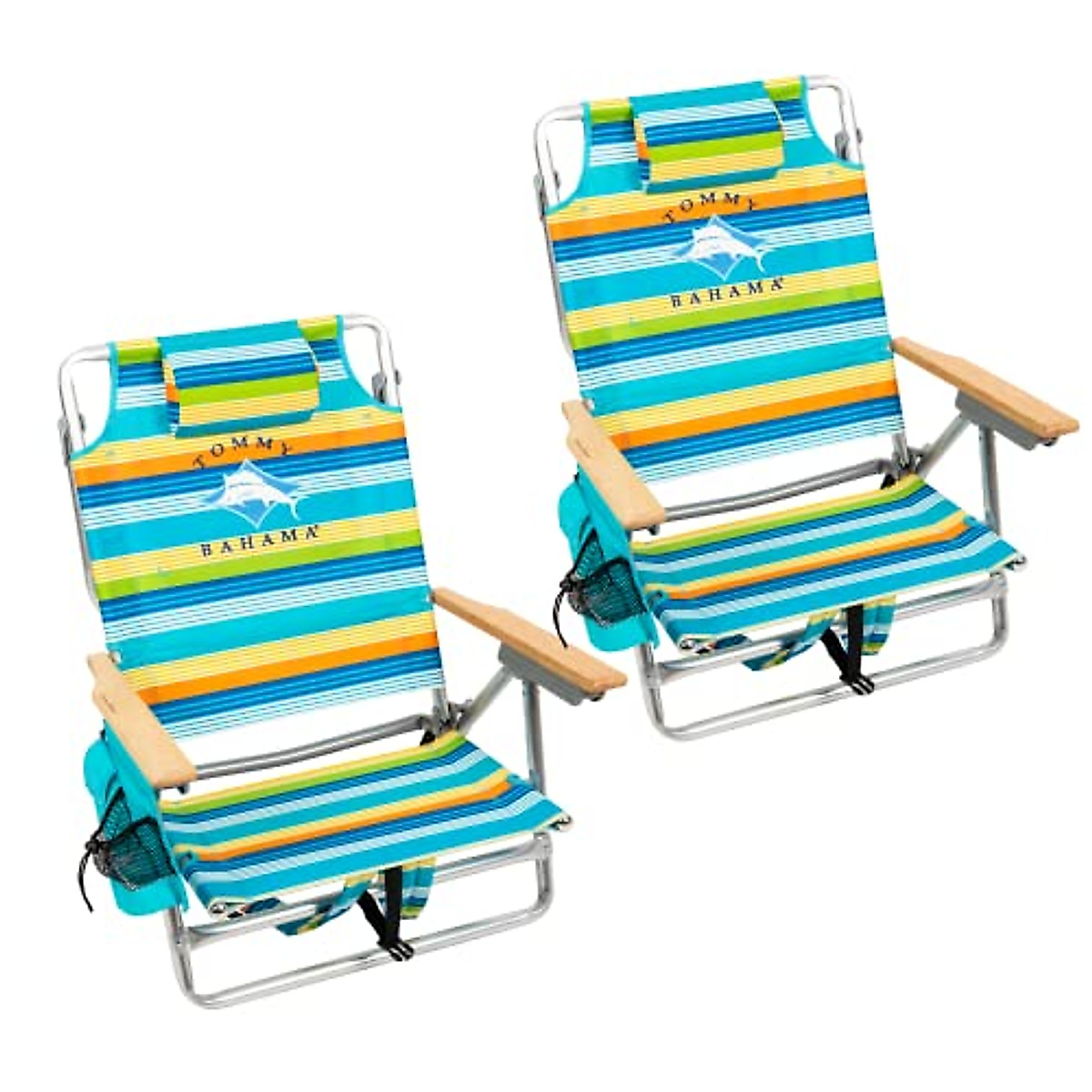 Tommy Bahama 5 Position Backpack Chair (2 Pack), Multi