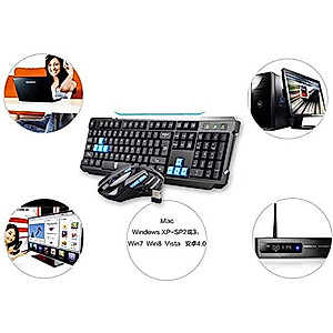 UniFire V60 Waterproof 2.4G Wireless Gaming Keyboard with Mouse DPI Control For DESKTOP PC Laptop Wireless Keyboard Mouse Combos (black)