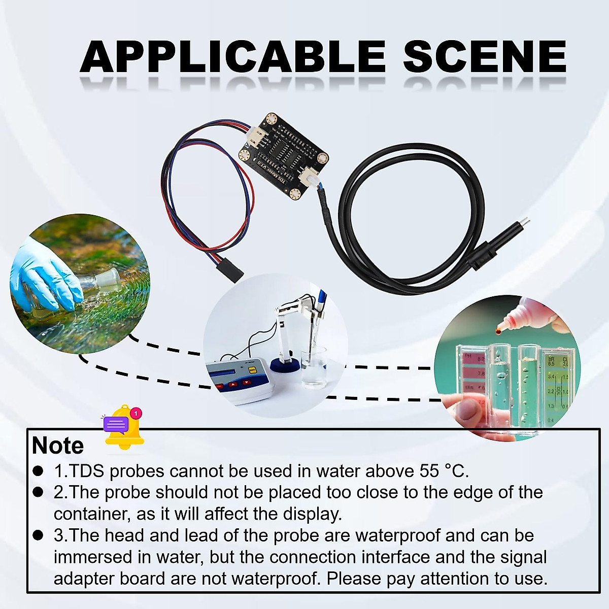 TDS Water Conductivity Sensor, Water Quality Monitoring Sensor Module,Plug and Play TDS Meter Probe Water Quality Monitoring for Liquid Quality Monitoring Detection Tester Module Parts