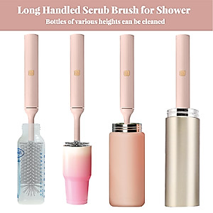 Augensterm Electric Cleaning Brush with USB Rechargeable Electric Bottle Brush Cleaner and 3 Replaceable Silicone Bottle Brushes and Straw Cleaner Brush,Perfect Baby Gifts and Kitchen Brushes(Pink)