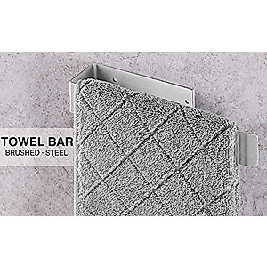 Stainless Steel Hand Towel Bar - Self Adhesive Towel Rack Stick on Wall, SUS-304 Brushed Towel Holder, Strong Sticky Towel Ring, Contemporary Style Towel Hanger No Drilling
