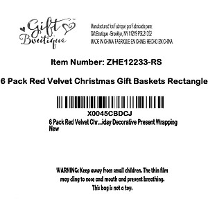 6 Pack Red Velvet Christmas Gift Baskets 8" x 10” Rectangle Xmas Empty Gift Basket with Handles Cardboard Market Tray for Gifts Giving Holiday Decorative Present Wrapping