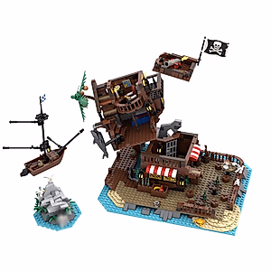 MAYD Medieval Island Building Sets, 1033Pcs Medieval Pirate Island Modular Pirate Series House Buildings, Architecture Toys Gifts Room Decor for Adults Teens