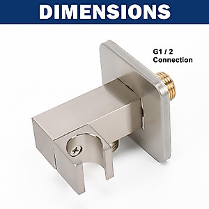 NearMoon Brass Hand Held Shower Head, Luxury High Pressure Showerhead Kit with Wall Connector and Hose Set, for Bathroom Showering System Contemporary Square Style (Brushed Nickel)