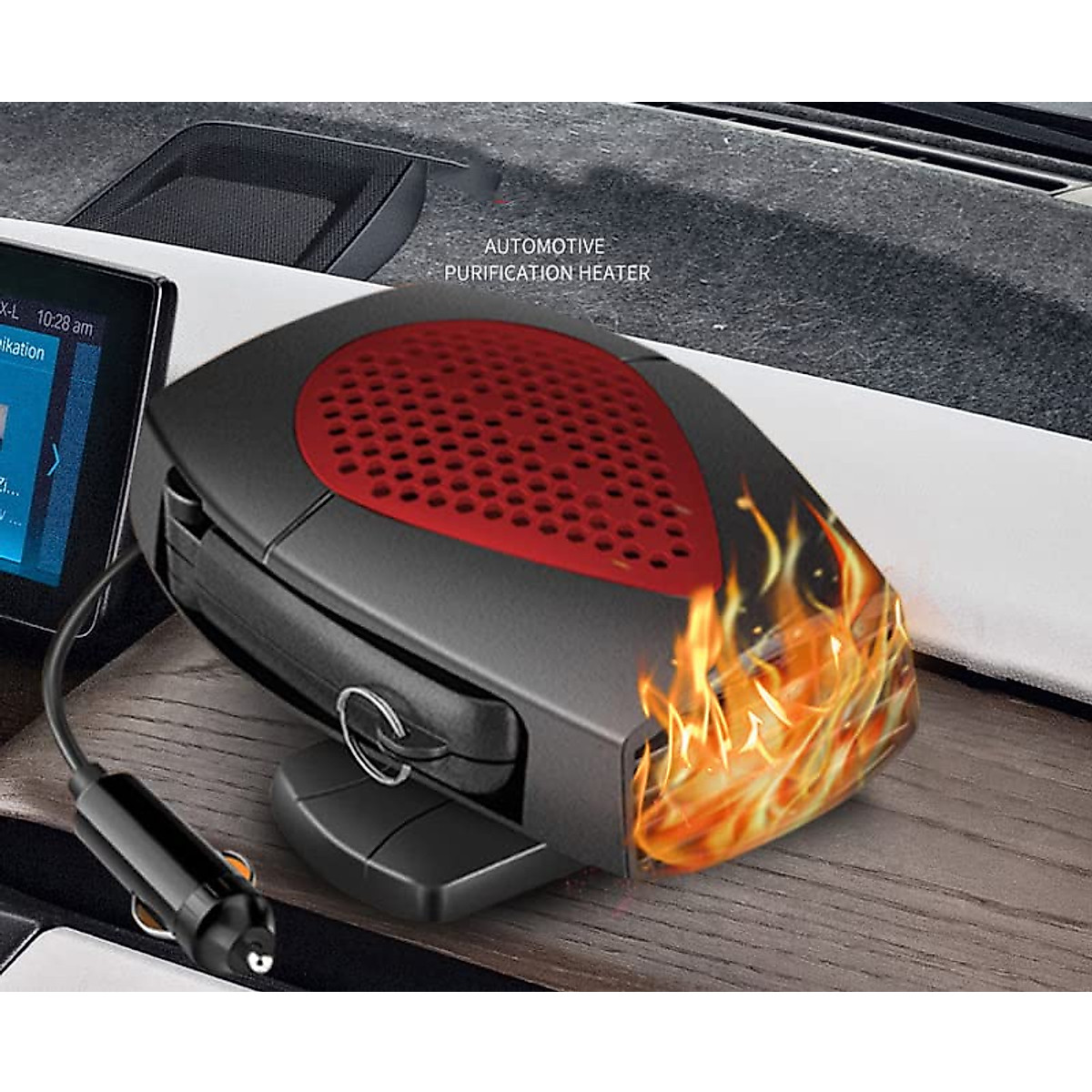 Portable Car Heater, Auto Heater Fan, Car Defogger, Fast Heating Quickly Defrost Defogger 12V 150W Auto Ceramic Heater Fan 3-Outlet Plug in Cig Lighter