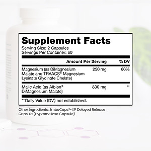 Pure TheraPro Rx Optimum Magnesium Lysinate Glycinate & Di-Magnesium Malate, Made in USA | 2 Month Supply | Chelated Magnesium for Maximum Absorption, Supports Bone Health & Energy, Non-GMO