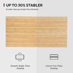 SANODESK 55 Inch 3 Stage Bamboo Electric Standing Desk, Dual Motor Height Adjustable Desk, Whole-Piece Bamboo Desktop Sit to Stand Home Office Desk (White Frame/ 55” x 28” Natural Bamboo Top)